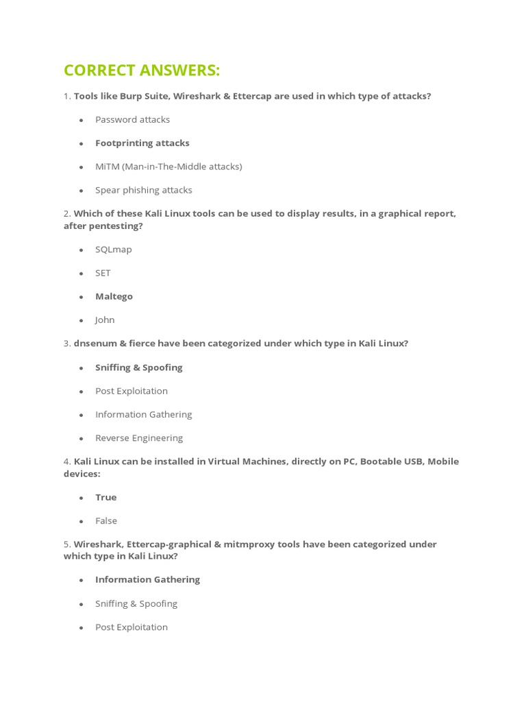 Correct Answers | PDF