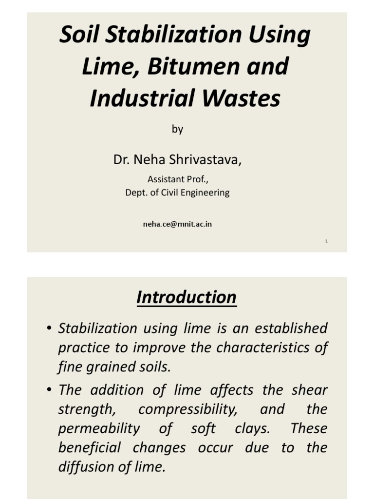 Soil Stabilization Using Lime, Bitumen, Industrial Wastes | PDF ...