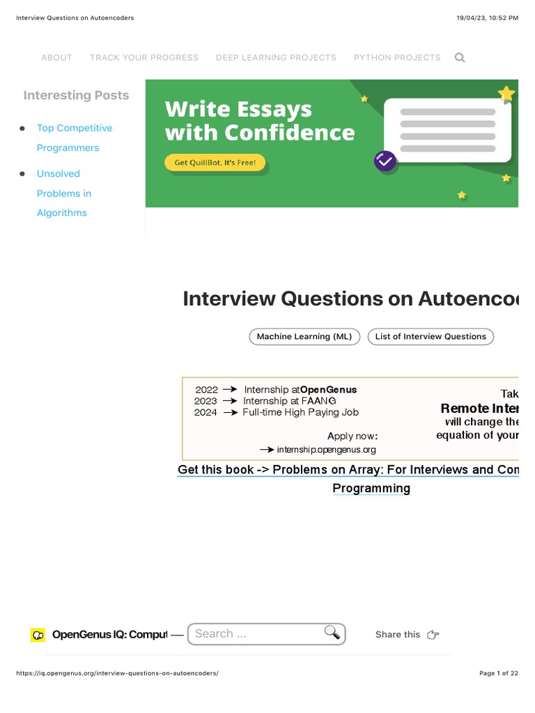 Interview Questions On Autoencoders Pdf Principal Component Analysis Artificial Neural Network 