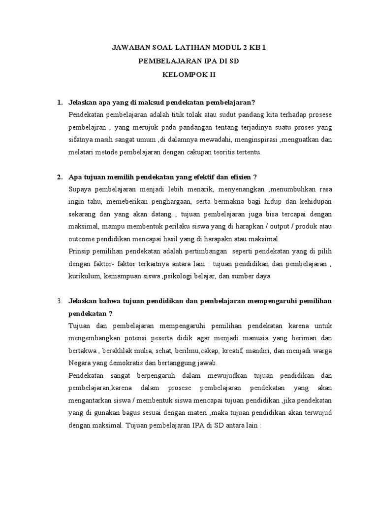 Jawaban Soal Latihan Modul 2 KB 1 | PDF