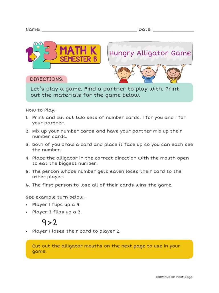 Hungry Alligator Game Instructions | PDF