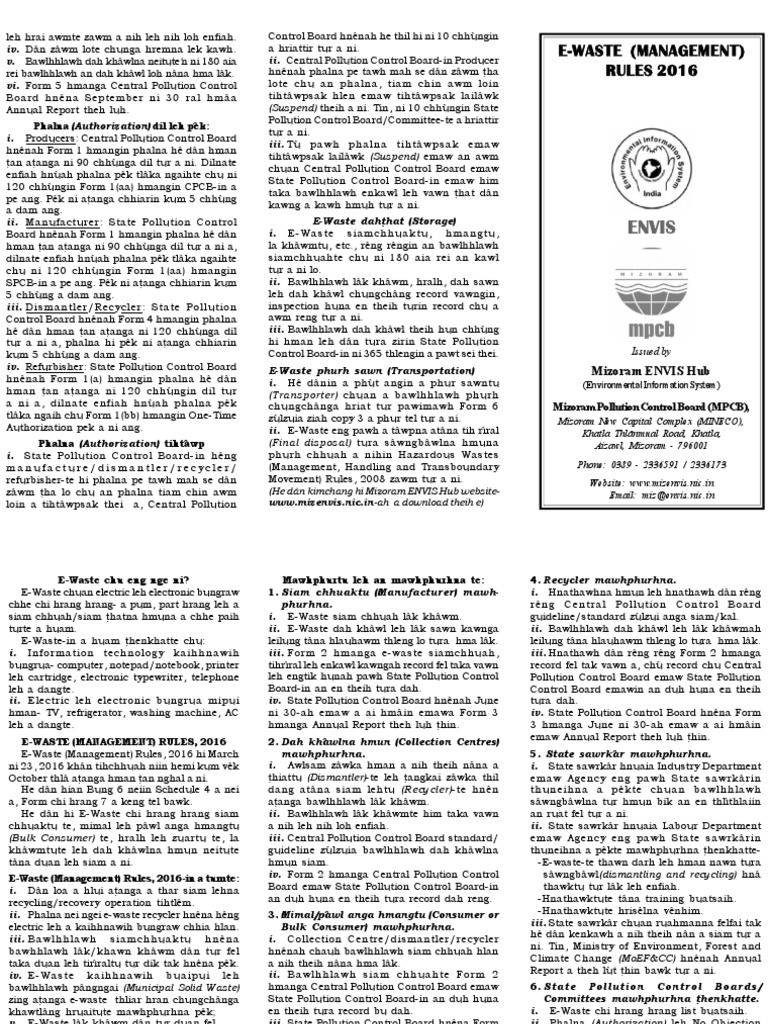 E-Waste (Management) Rules 2016 - Pamphlet | PDF | Working Conditions ...