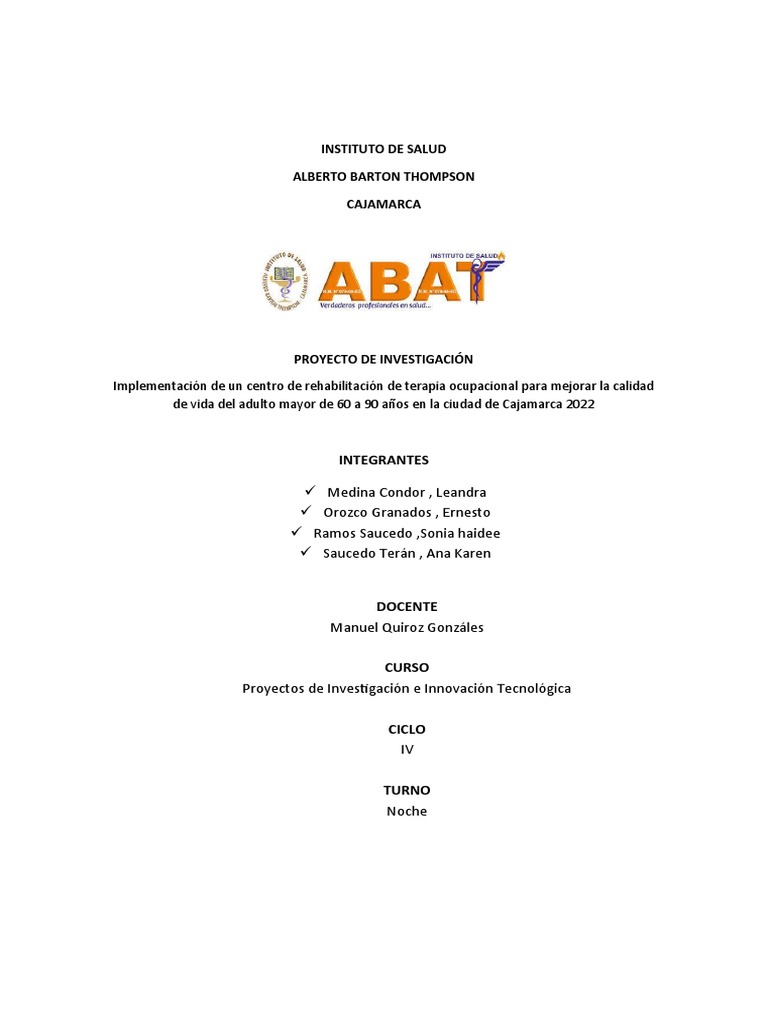 Instituto de Salud Alberto Barton Thompson Cajamarca | PDF