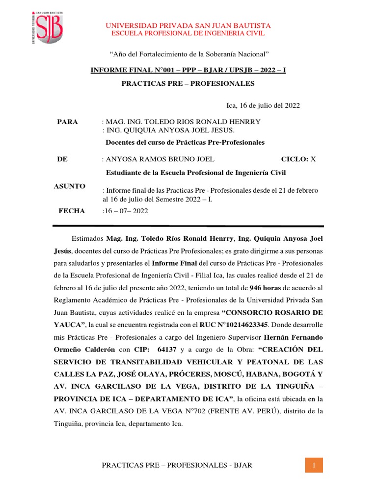 Informe Final PPP Anyosa | PDF | Ingeniero civil | Ciencias fisicas