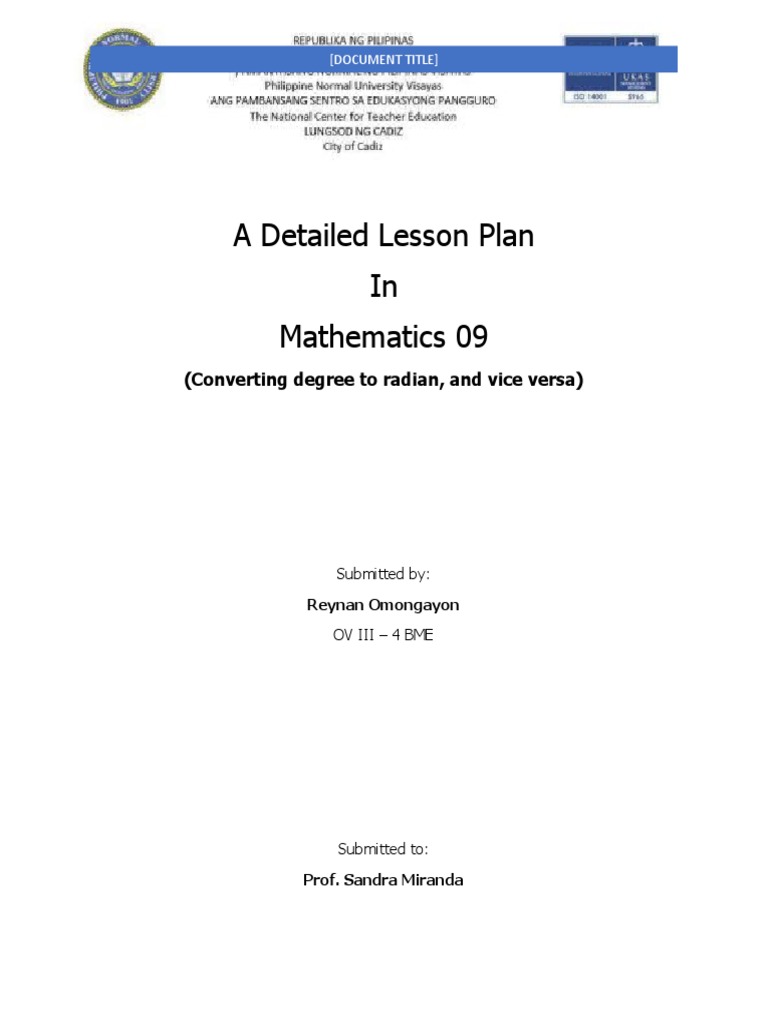 A Detailed Lesson Plan - Omongayon | Download Free PDF | Angle | Learning