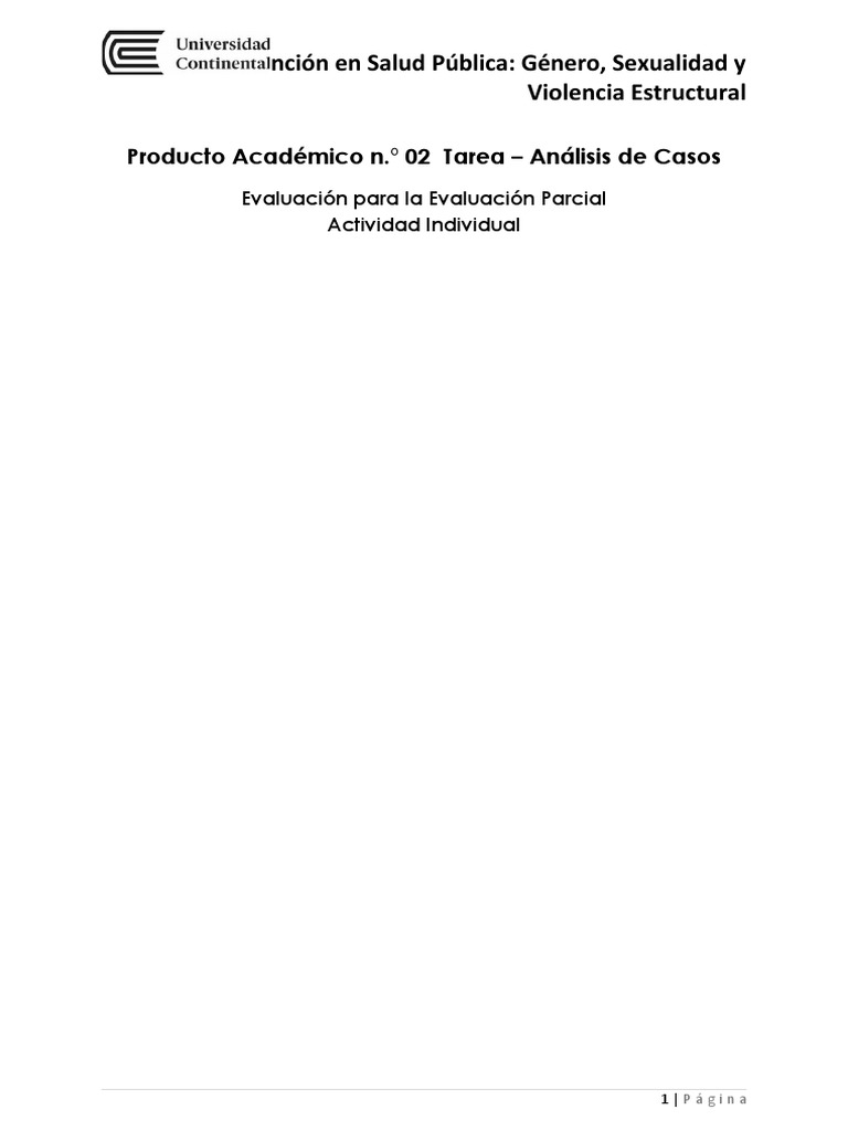 Producto Académico 02 - Tarea Individual - U2... | PDF | Educación sexual | Evaluación