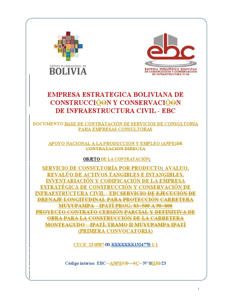Empresa Estrategica Boliviana de Construcci N Y Conservaci N de Infraestructura Civil - Ebc ...