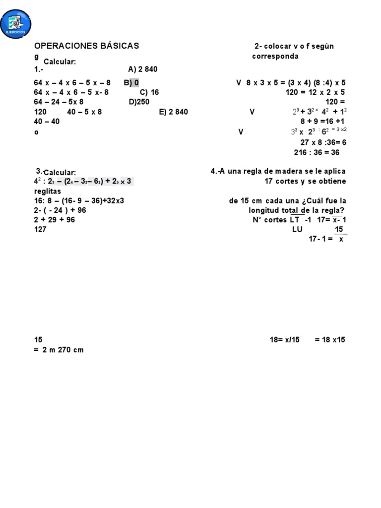 Operaciones Básicas | PDF
