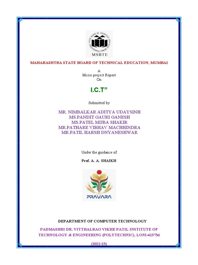 Ict Micro Porject | PDF | Career And Technical Education