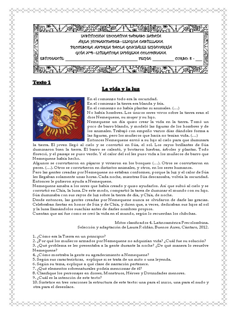 Taller Literatura Indígena | PDF