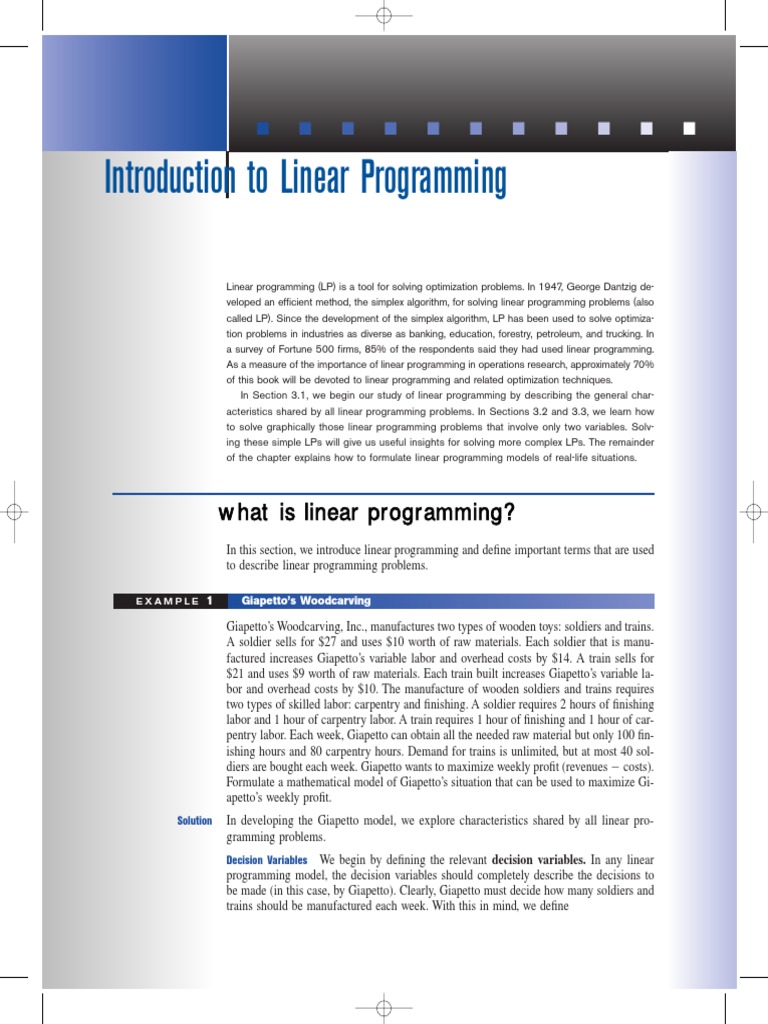 Giapetto's Linear Programming Model | PDF | Linear Programming ...