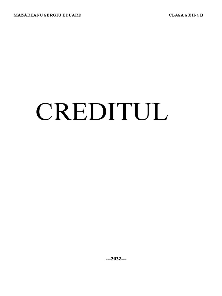 Creditul - Proiect Economie | PDF