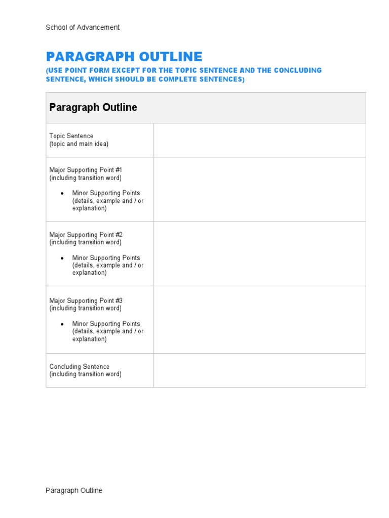 Paragraph Outline | PDF