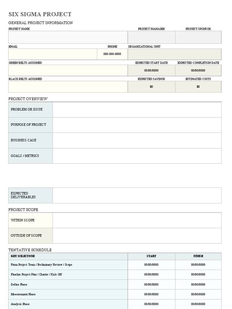 Six Sigma Project Charter | PDF