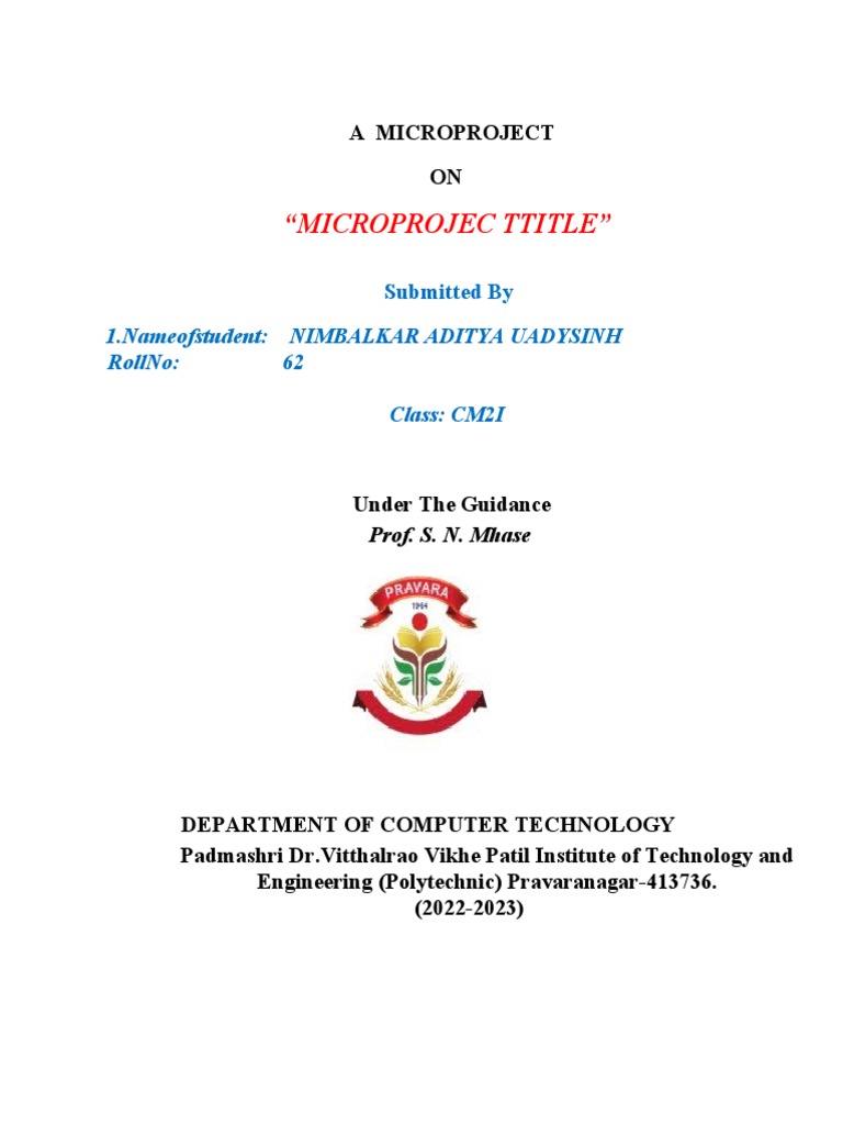 Microproject format-CM - 2022-23 | PDF | Engineering | Electrical Engineering
