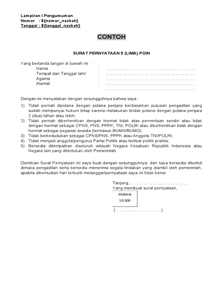 Contoh Super 5 Poin Dan Surat Lamaran | PDF