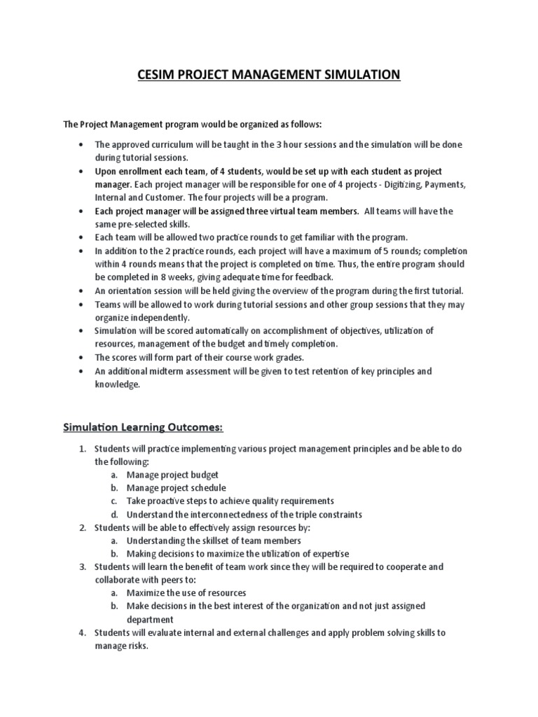 CESIM Project Management Simulation | PDF