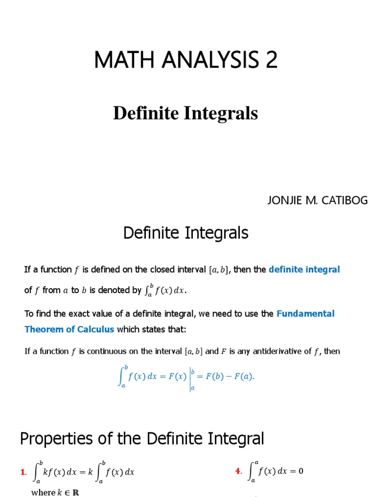 Module 6 Definite Integrals - 2 | PDF | Integral | Function (Mathematics)