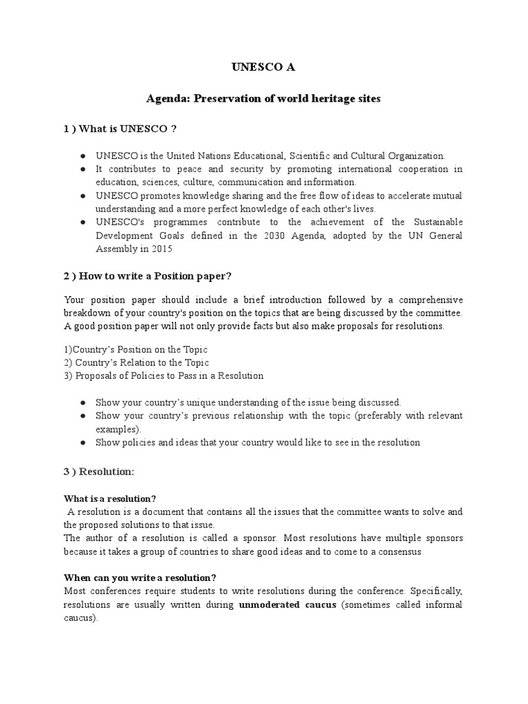 MUN - Model United Nations Document PDF | PDF | Unesco | United Nations