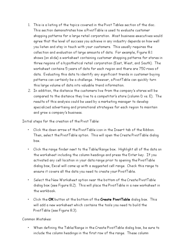Pivot Table | Download Free PDF | Microsoft Excel | Computing