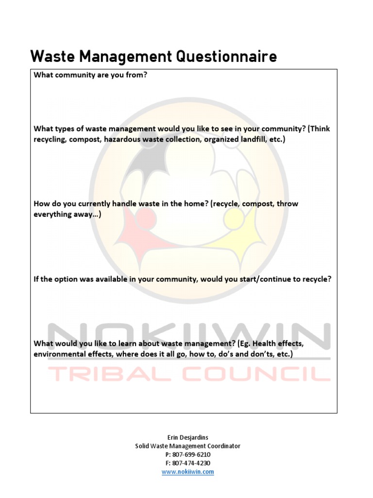 Waste Management Community Questionnaire | PDF