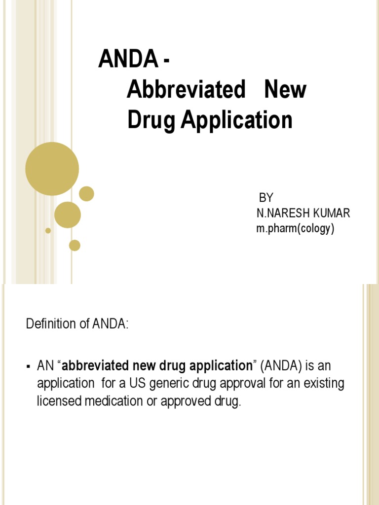 anda ppt | Generic Drug | Food And Drug Administration | Free 30-day ...