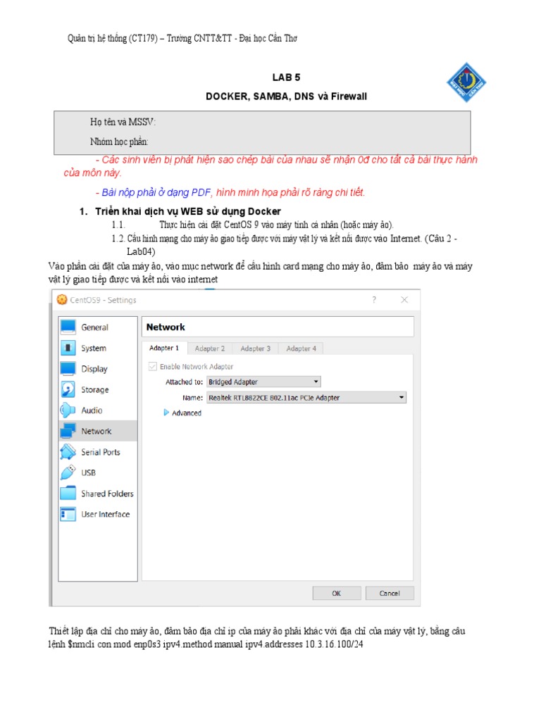Lab 5 DOCKER, SAMBA, DNS Và Firewall | PDF