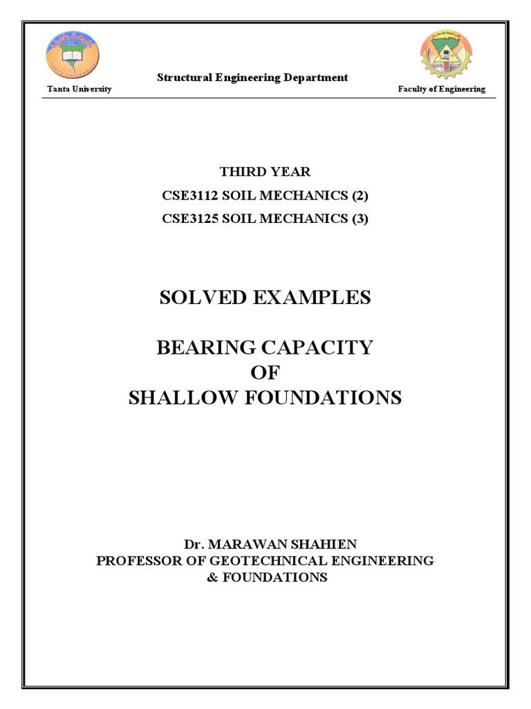 Solved Examples in Bearing Capacity of Shallow Foundations | PDF | Horticulture | Applied And ...