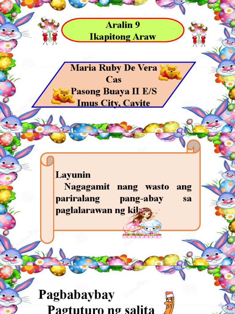 Aralin 9 Ikapitong Araw Maria Ruby de Vera Cas Pasong Buaya II E/S Imus City, Cavite | PDF