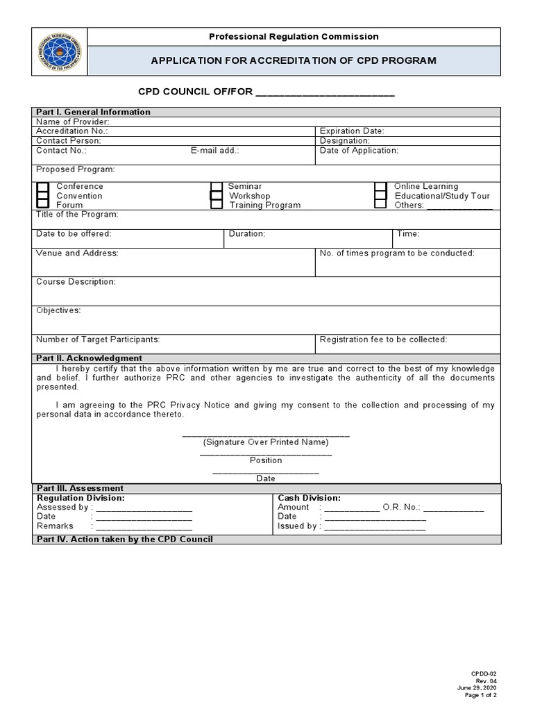 CPDD-02 Application For CPD Program | PDF | Identity Document