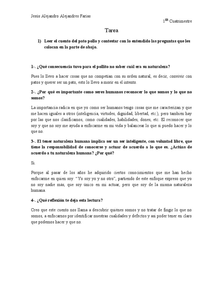 Valores Del Ser (Tarea 2) - Pato-Pollo | PDF