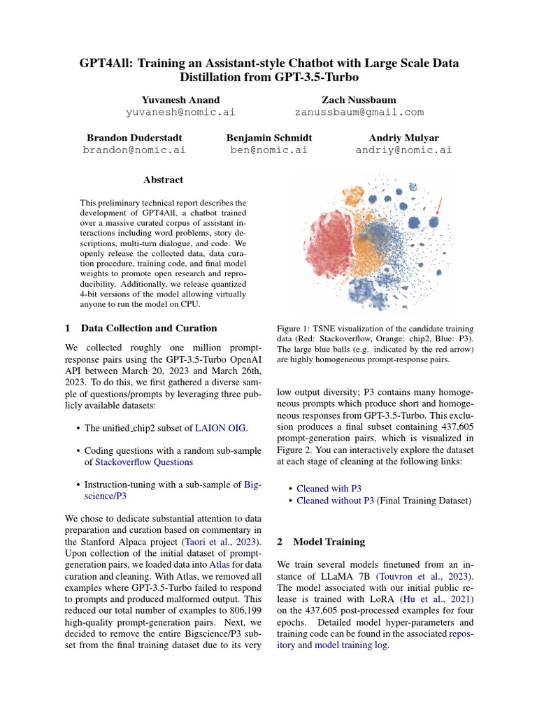2023 GPT4All Technical Report | PDF | Data | Computing
