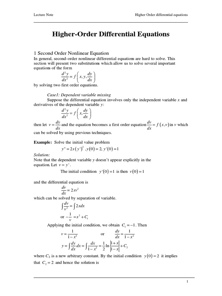 Ch5 - Higher Order Differential Equation | PDF | Equations | Rates