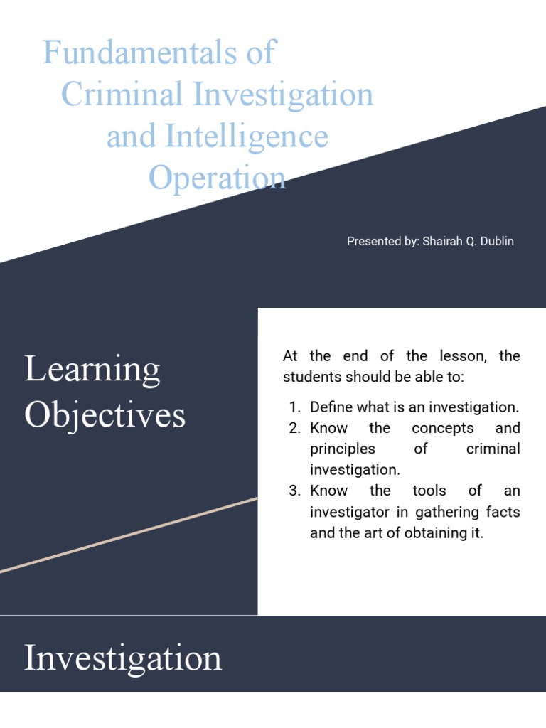 Fundamentals of Criminal Investigation and Intelligence Operation | PDF ...