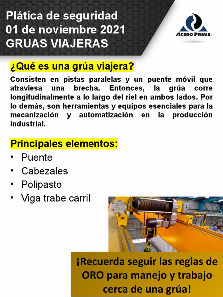 Plática de Seguridad GRUAS VIAJERAS 01-11-2021 | PDF