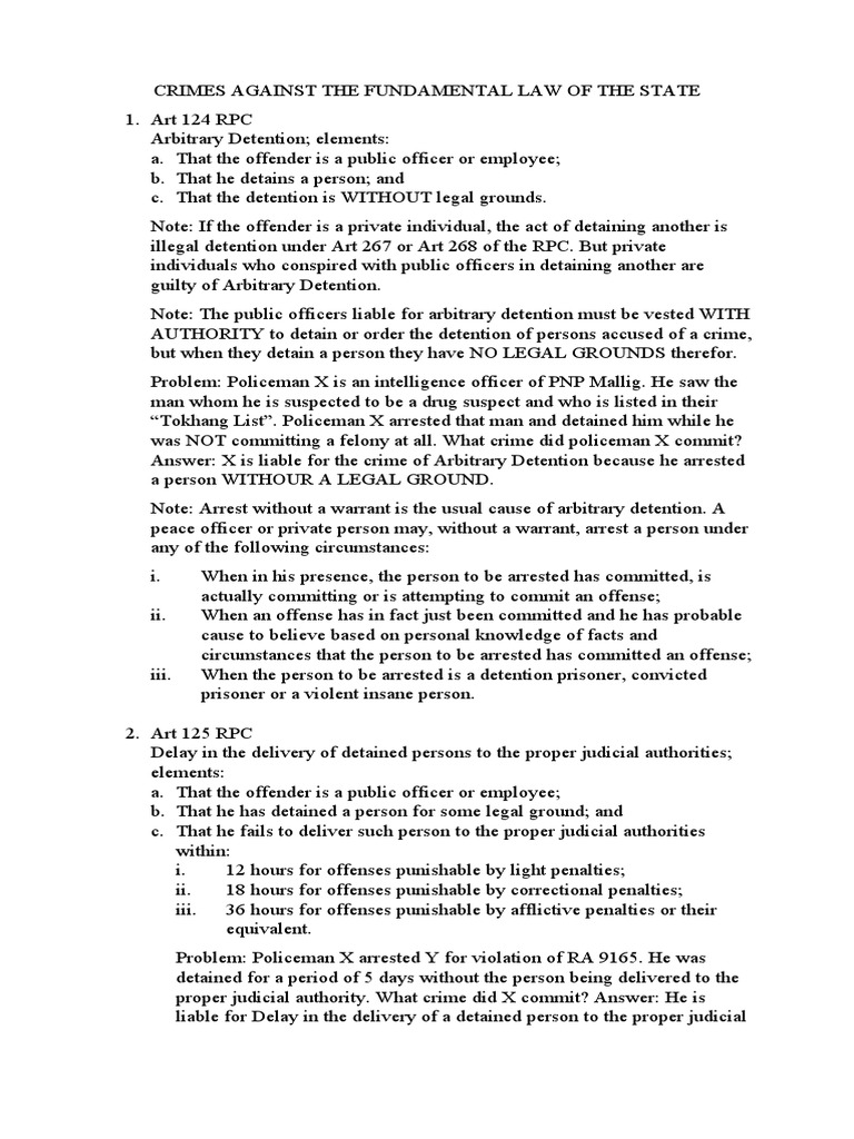 Crimes Against The Fundamental Law of The State | PDF | Detention ...