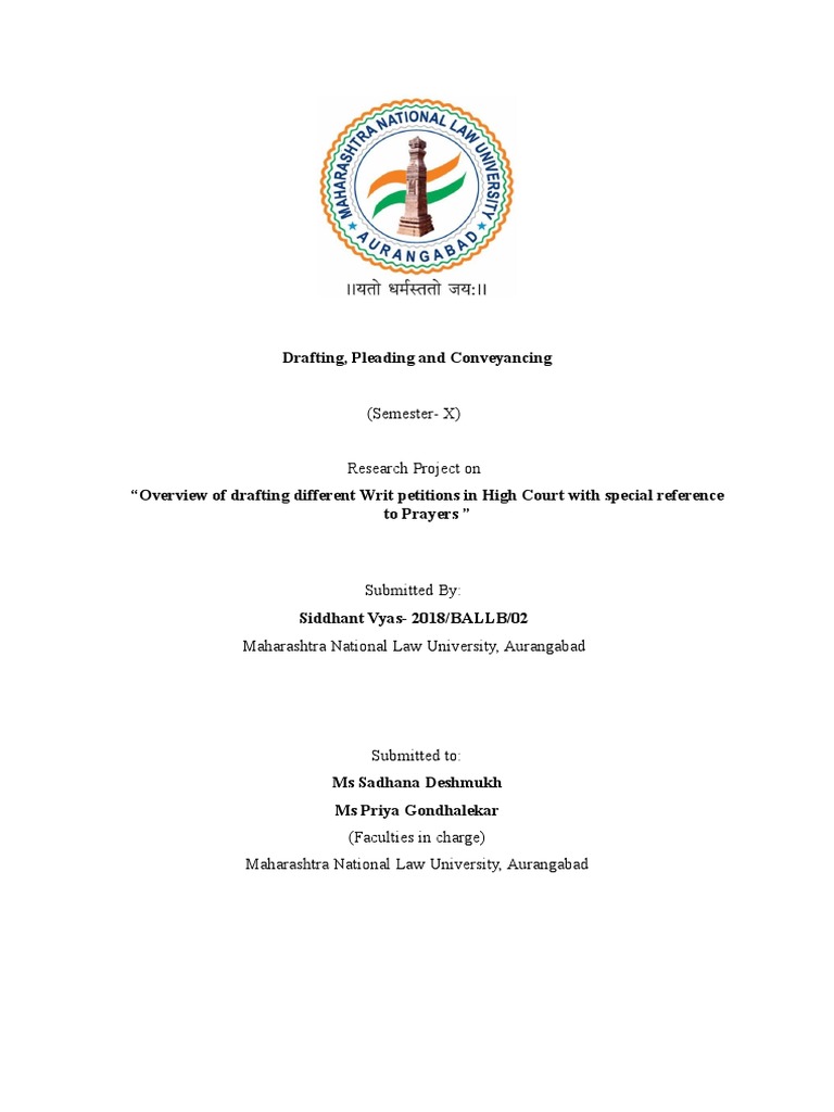 Drafting Project | PDF | Habeas Corpus | Writ