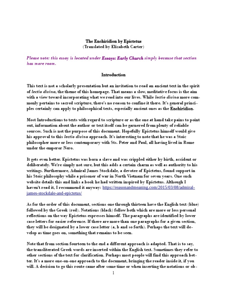 Enchiridion by Epictetus | PDF | Epictetus