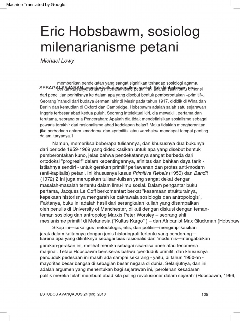 Eric Hobsbawm, Sociologist of Peasant Millenarianism-Ind | PDF