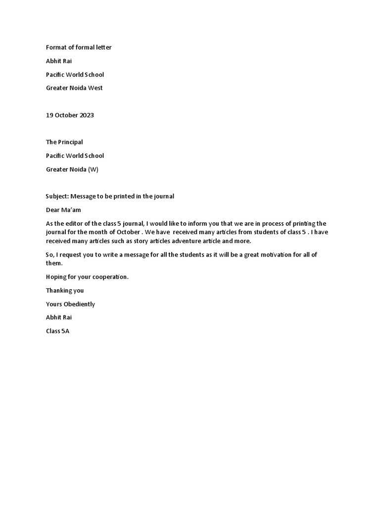 Format of Formal Letter | PDF