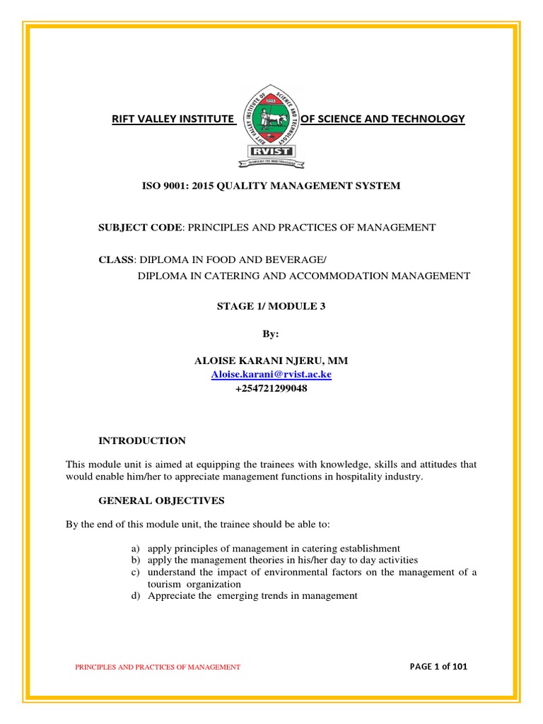 Principles and Practices of Management | PDF | Science | Goal