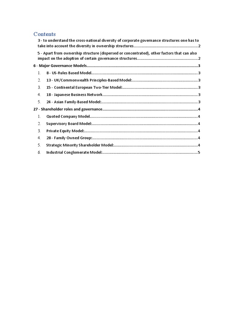 5 - The Main Corporate Governance Models | PDF