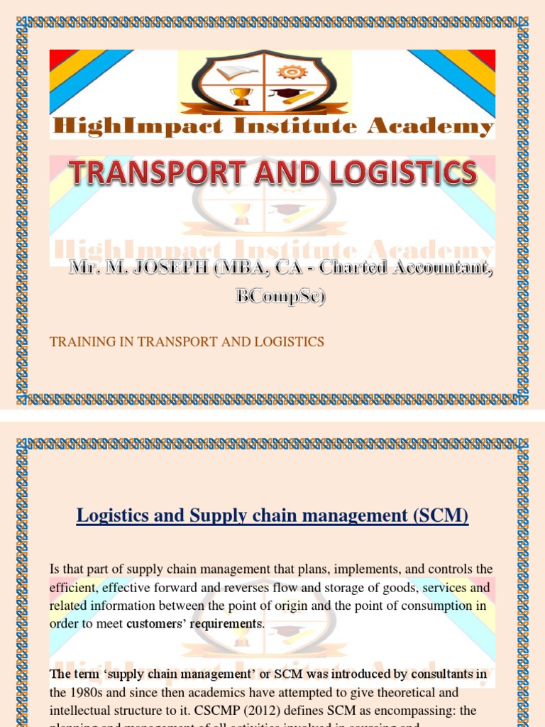 Transport and Logistics Module 4 | PDF