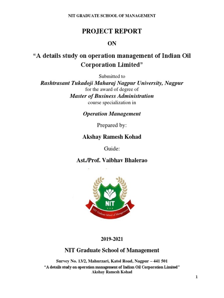 Operation Management Project Iocl | PDF