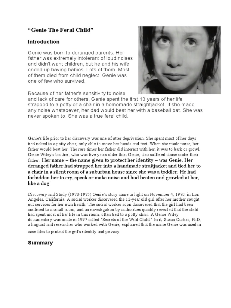 Genie The Feral Child | PDF | Human Development | Childhood