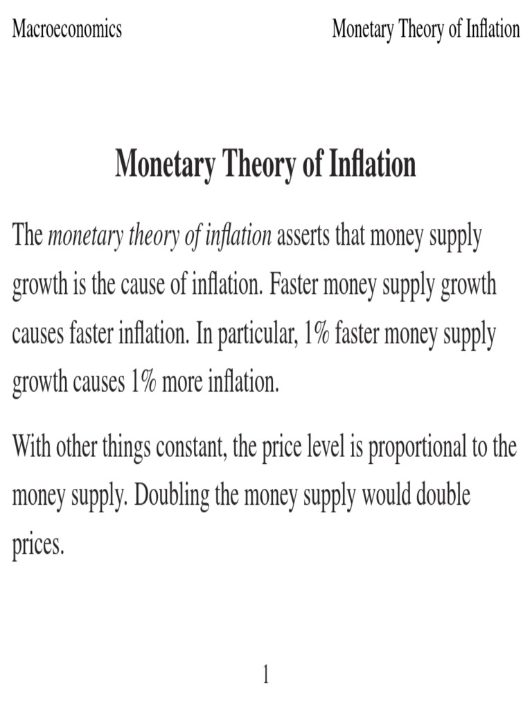 Monetary Theory of Inflation | PDF | Inflation | Quantity Theory Of Money