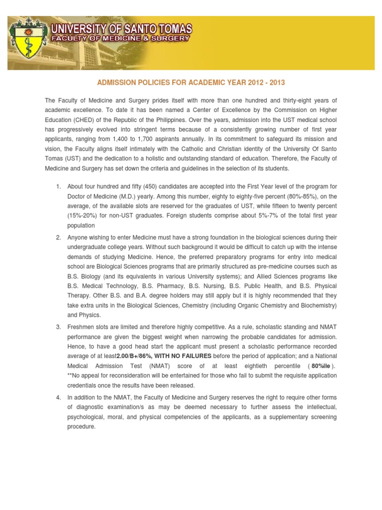 UST Policies | PDF | Medical School | Bachelor Of Science