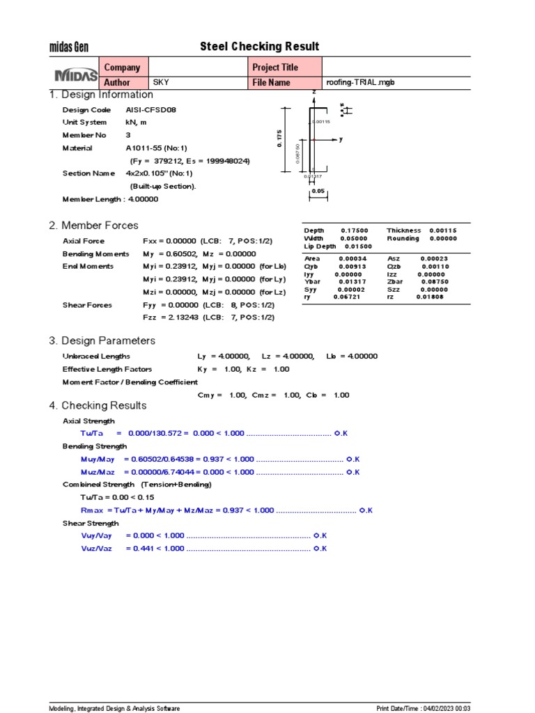 Midas Gen: 1. Design Information | PDF | Bending | Beam (Structure)