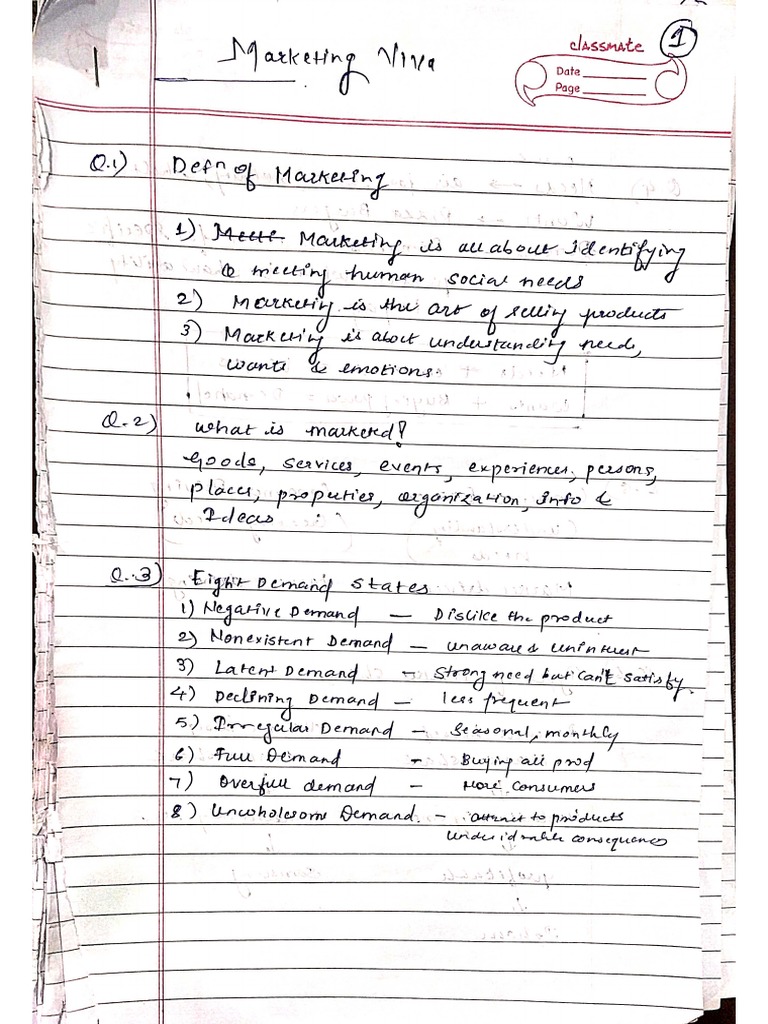 Marketing Notes - Sem 2 - MMS | PDF