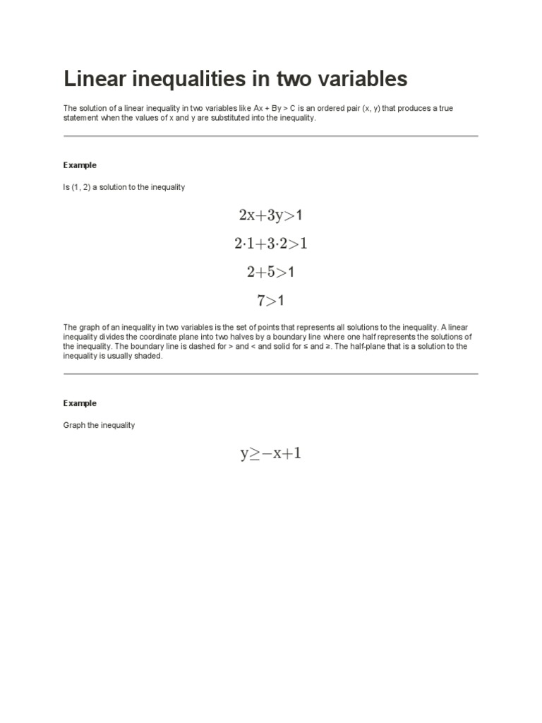 Linear Inequalities | PDF
